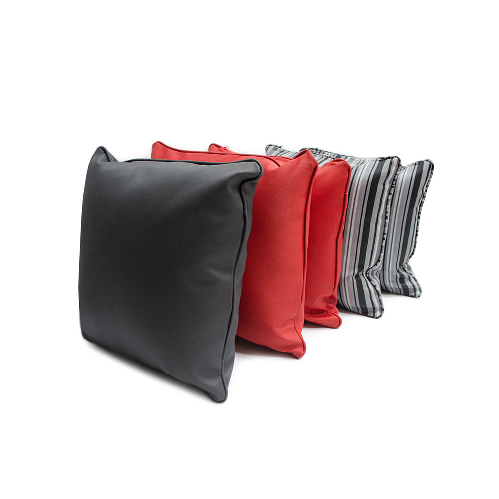 SET 5 COJINES 0.50X0.50 SILVERTEX CARBON/RED Y SKYLINE MANHATTAN - Multitop