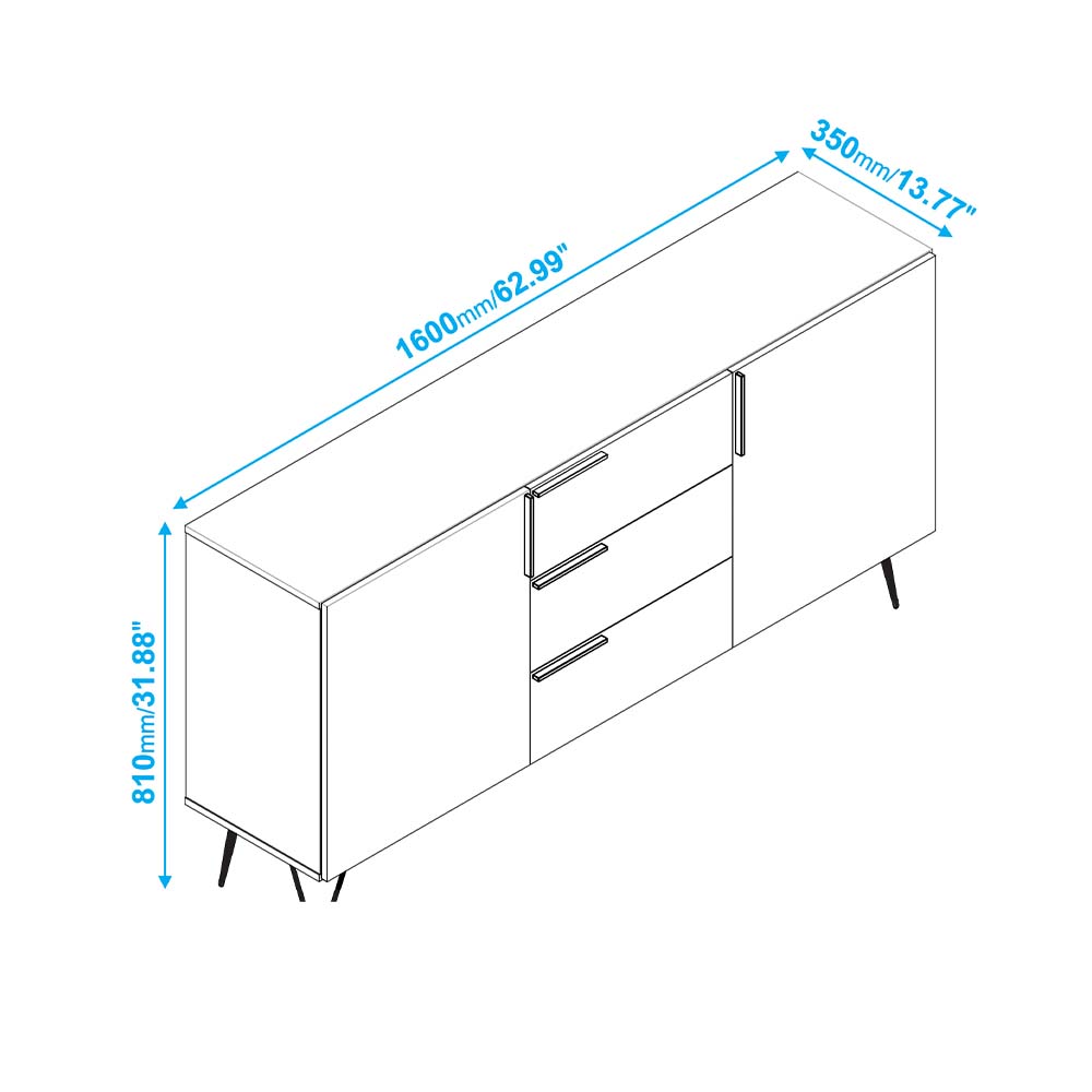 COMODA TIRSA 81 X 160 X 35 CM BLANCO - Multitop