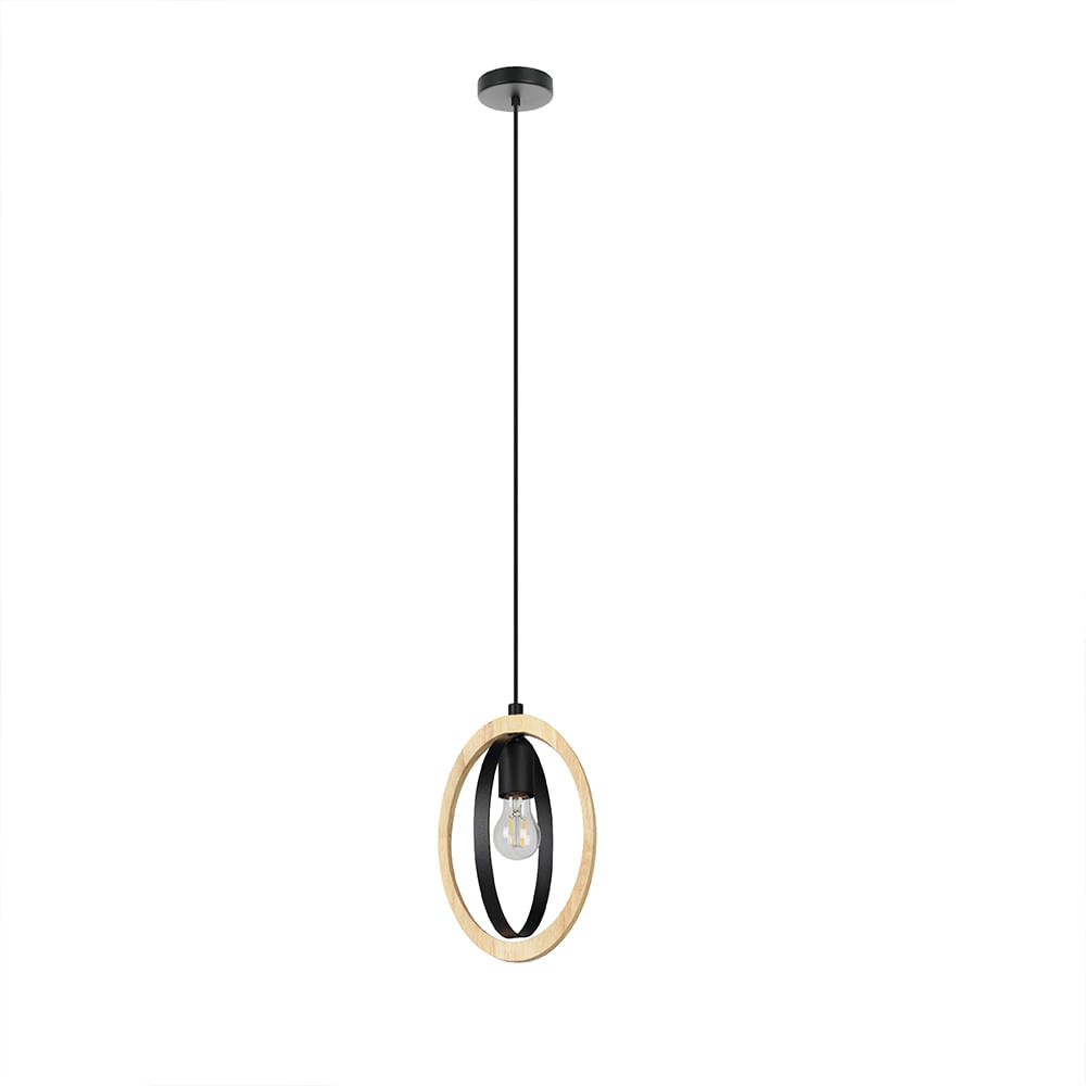 EGLO LAMPARA COLGANTE BASILDON 1X40W NEGRO/MADERA - Multitop