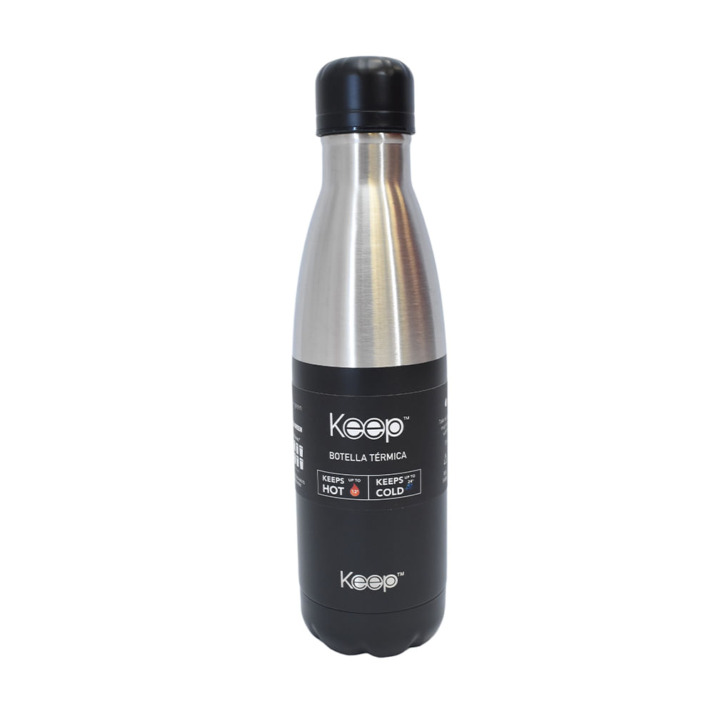 KEEP TERMO BOTELLA METALICO 500 ML NEGRO - Multitop