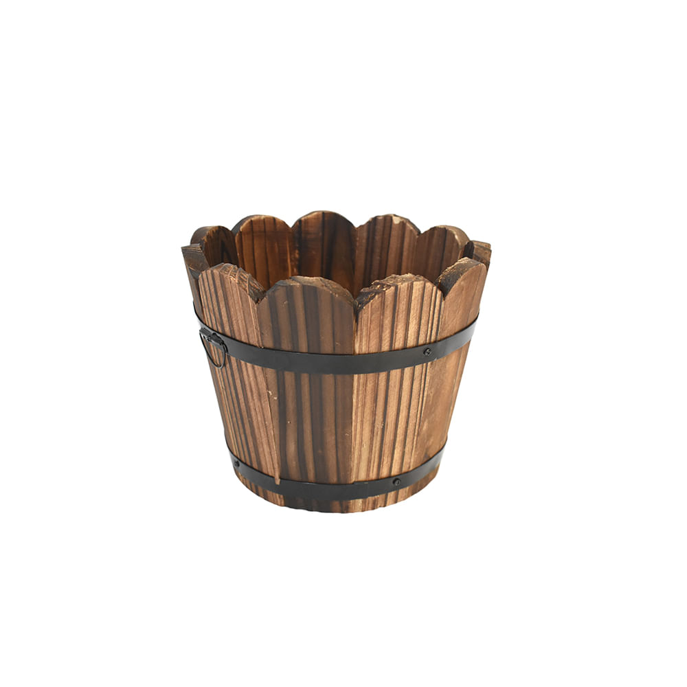 MACETERO MADERA BORDE ONDA 15X12 CM MARRON OSCURO (AE57-002-2) - Multitop